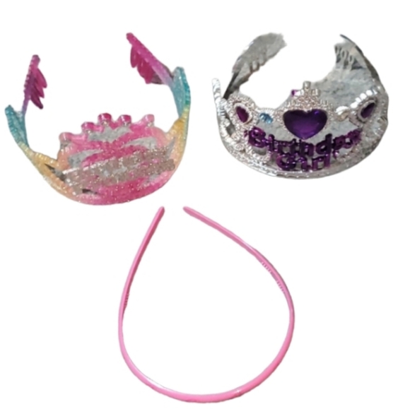 Accessories | Birthday Princess Plastic Tiaras Rainbow And Silver ...
